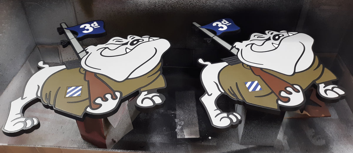 24 inch, 3rd Infantry Division's Rocky the Bulldog Handmade Wall Plaqu ...